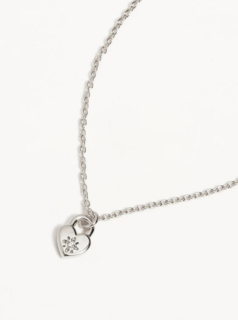 Sterling Silver Crystal Lotus Heart Padlock Necklace – HEM Store