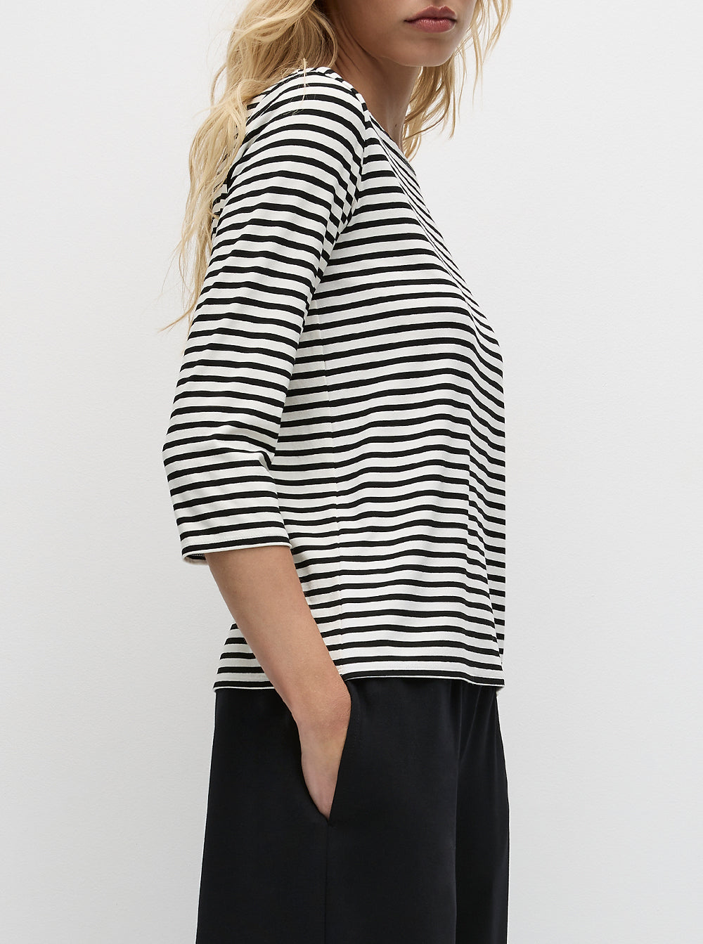 Relaxed Boat Neck - Black/Vanilla Straw Stripe – HEM Store