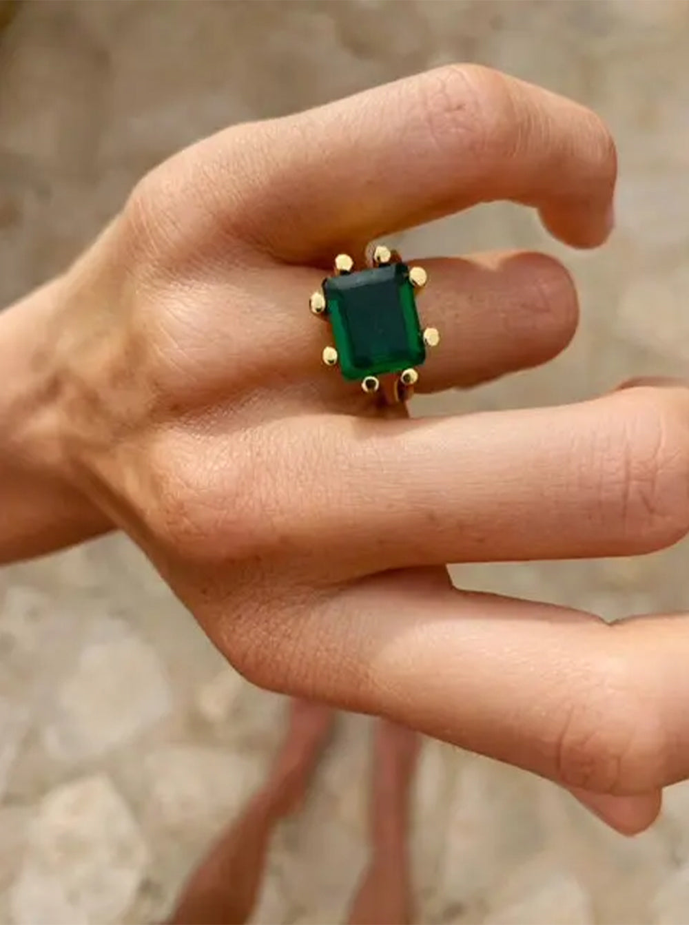 Square Claw Ring - Emerald – HEM Store